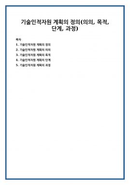 기술인적자원 계획의 정의(의의, 목적, 단계, 과정)-1페이지