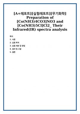 [레포트][실험레포트][무기화학] Preparation of [Co(NH3)4CO3]NO3 and [Co(NH3)5Cl]Cl2_ Their Infrared(IR) spectra analysis-1페이지