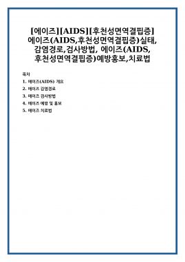 [에이즈][AIDS][후천성면역결핍증]에이즈(AIDS,후천성면역결핍증)실태,감염경로,검사방법, 에이즈(AIDS,후천성면역결핍증)예방홍보,치료법-1페이지