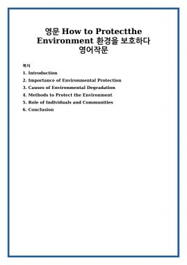 영문 How to Protectthe Environment 환경을 보호하다 영어작문-1페이지