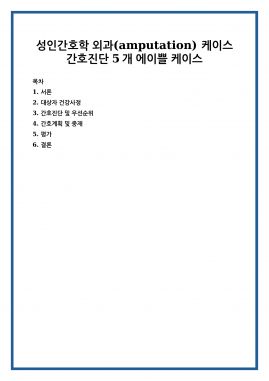성인간호학 외과(amputation) 케이스 간호진단 5개 에이쁠 케이스-1페이지