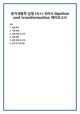 분자생물학 실험 DNA ligation and transformation 예비보고서-1페이지