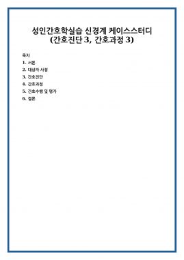 성인간호학실습 신경계 케이스스터디(간호진단3, 간호과정3)-1페이지