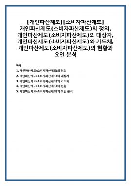 [개인파산제도][소비자파산제도]개인파산제도(소비자파산제도)의 정의, 개인파산제도(소비자파산제도)의 대상자, 개인파산제도(소비자파산제도)와 카드채, 개인파산제도(소비자파산제도)의 현황과 요인 분석-1페이지