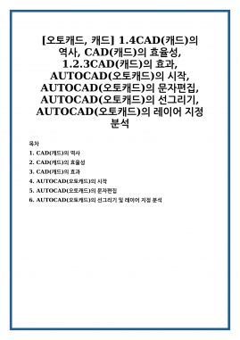 [오토캐드, 캐드] 1.4CAD(캐드)의 역사, CAD(캐드)의 효율성, 1.2.3CAD(캐드)의 효과, AUTOCAD(오토캐드)의 시작, AUTOCAD(오토캐드)의 문자편집, AUTOCAD(오토캐드)의 선그리기, AUTOCAD(오토캐드)의 레이어 지정 분석-1페이지