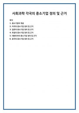 사회과학 각국의 중소기업 정의 및 근거-1페이지