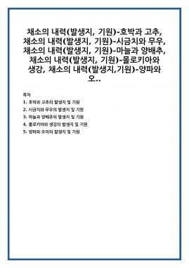 채소의 내력(발생지, 기원)-호박과 고추, 채소의 내력(발생지, 기원)-시금치와 무우, 채소의 내력(발생지, 기원)-마늘과 양배추, 채소의 내력(발생지, 기원)-몰로키아와 생강, 채소의 내력(발생지,기원)-양파와 오..-1페이지