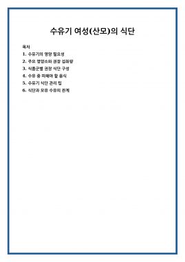 수유기 여성(산모)의 식단-1페이지