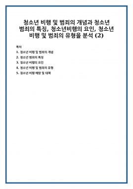 청소년 비행 및 범죄의 개념과 청소년 범죄의 특징, 청소년비행의 요인, 청소년 비행 및 범죄의 유형을 분석 (2)-1페이지