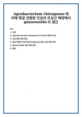 Agrobacterium rhizogense에 의해 형질 전환된 인삼의 모상근 배양에서 ginsenoside의 생산-1페이지