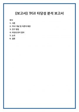 [보고서] TGI 타당성 분석 보고서-1페이지