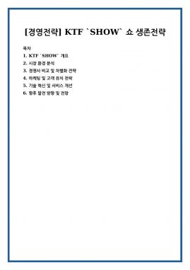 [경영전략] KTF `SHOW` 쇼 생존전략-1페이지