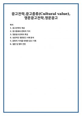 광고전략,광고종류(Cultural value),영문광고전략,영문광고-1페이지