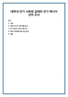 대학내 전기 사용량 실태와 전기 에너지 낭비 조사-1페이지
