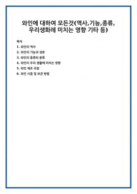 와인에 대하여 모든것(역사,기능,종류,우리생화레 미치는 영향 기타 등)-1페이지