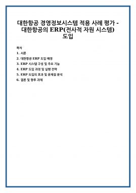 대한항공 경영정보시스템 적용 사례 평가 -대한항공의 ERP(전사적 자원 시스템) 도입-1페이지