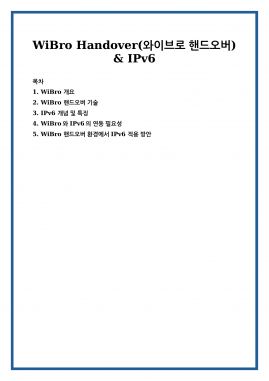 WiBro Handover(와이브로 핸드오버) & IPv6-1페이지