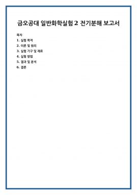 금오공대 일반화학실험2 전기분해 보고서-1페이지