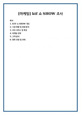 [마케팅] ktf 쇼 SHOW 조사-1페이지