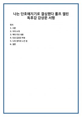 나는 단호해지기로 결심했다 롤프 젤린 독후감 감상문 서평-1페이지