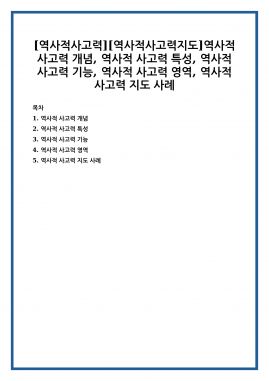[역사적사고력][역사적사고력지도]역사적 사고력 개념, 역사적 사고력 특성, 역사적 사고력 기능, 역사적 사고력 영역, 역사적 사고력 지도 사례-1페이지