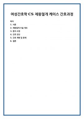 여성간호학 CS 제왕절개 케이스 간호과정-1페이지