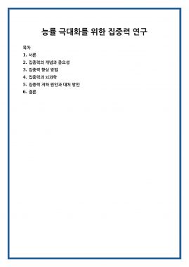 능률 극대화를 위한 집중력 연구-1페이지