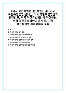 [미국 북한특별법안][북한인권][미국 북한특별법안 문제점]미국 북한특별법안과 관련법안, 미국 북한특별법안과 북한인권, 미국 북한특별법안의 문제점, 미국 북한특별법안의 유의점 분석-1페이지