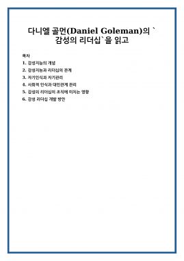 다니엘 골먼(Daniel Goleman)의 `감성의 리더십`을 읽고-1페이지
