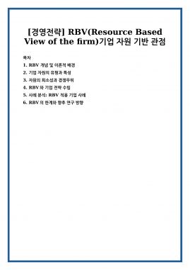 [경영전략] RBV(Resource Based View of the firm)기업 자원 기반 관점-1페이지