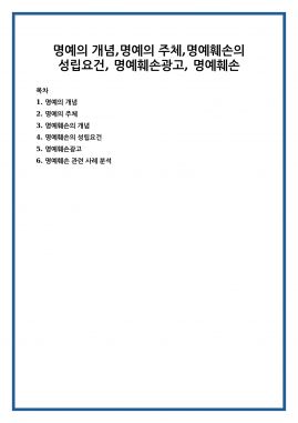 명예의 개념,명예의 주체,명예훼손의 성립요건, 명예훼손광고, 명예훼손-1페이지