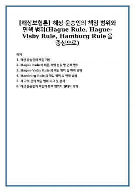 [해상보험론] 해상 운송인의 책임 범위와 면책 범위(Hague Rule, Hague-Visby Rule, Hamburg Rule을 중심으로)-1페이지
