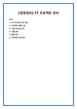 [경영정보] IT 프로젝트 관리-1페이지