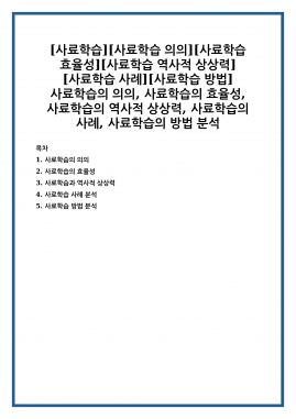 [사료학습][사료학습 의의][사료학습 효율성][사료학습 역사적 상상력][사료학습 사례][사료학습 방법]사료학습의 의의, 사료학습의 효율성, 사료학습의 역사적 상상력, 사료학습의 사례, 사료학습의 방법 분석-1페이지