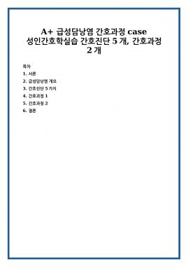 급성담낭염 간호과정 case 성인간호학실습 간호진단 5개, 간호과정 2개-1페이지