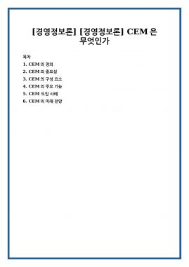 [경영정보론] [경영정보론] CEM은 무엇인가-1페이지