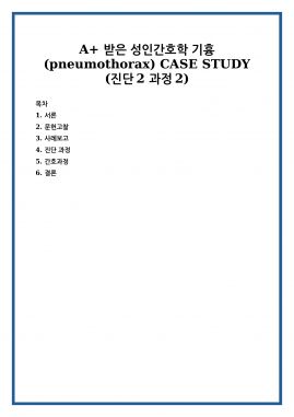 성인간호학 기흉(pneumothorax) CASE STUDY (진단2 과정2)-1페이지