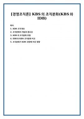 [경영조직론] KBS의 조직분화(KBS와 IDB)-1페이지