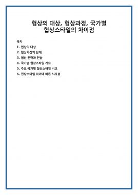 협상의 대상, 협상과정, 국가별 협상스타일의 차이점-1페이지