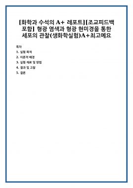 [화학과 수석의][조교피드백 포함] 형광 염색과 형광 현미경을 통한 세포의 관찰(생화학실험)-1페이지