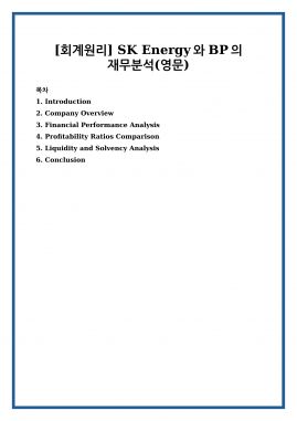 [회계원리] SK Energy와 BP의 재무분석(영문)-1페이지