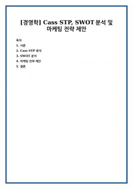 [경영학] Cass STP, SWOT분석 및 마케팅 전략 제안-1페이지
