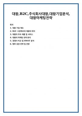 대왕,B2C,주식회사대왕,대왕기업분석,대왕마케팅전략-1페이지