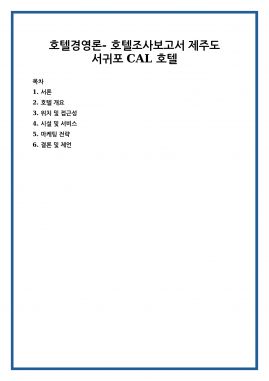 호텔경영론- 호텔조사보고서 제주도 서귀포 CAL 호텔-1페이지