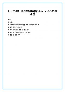 Human Technology 조직 구조&문화 개선-1페이지