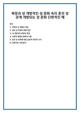 욕망과 성 개방적인 성 문화 속의 혼전 성 관계 개방되는 성 문화 단편적인 예-1페이지