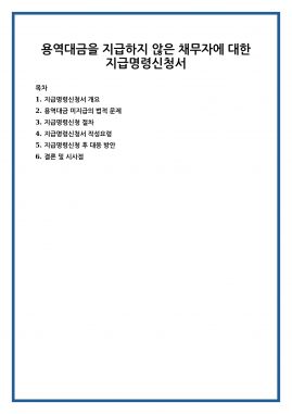 용역대금을 지급하지 않은 채무자에 대한 지급명령신청서-1페이지
