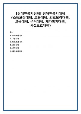 [장애인복지정책] 장애인복지대책(소득보장대책, 고용대책, 의료보장대책, 교육대책, 주거대책, 재가복지대책, 시설보호대책)-1페이지