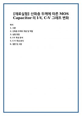 [재료실험] 산화층 두께에 따른 MOS Capacitor의 I-V, C-V 그래프 변화-1페이지