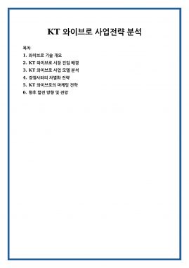 KT 와이브로 사업전략 분석-1페이지